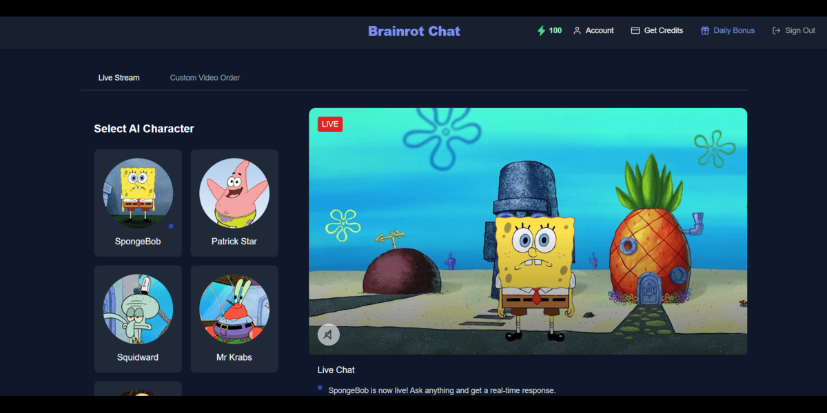 About Brainrot Chat | AI Video Chat & Meme Characters